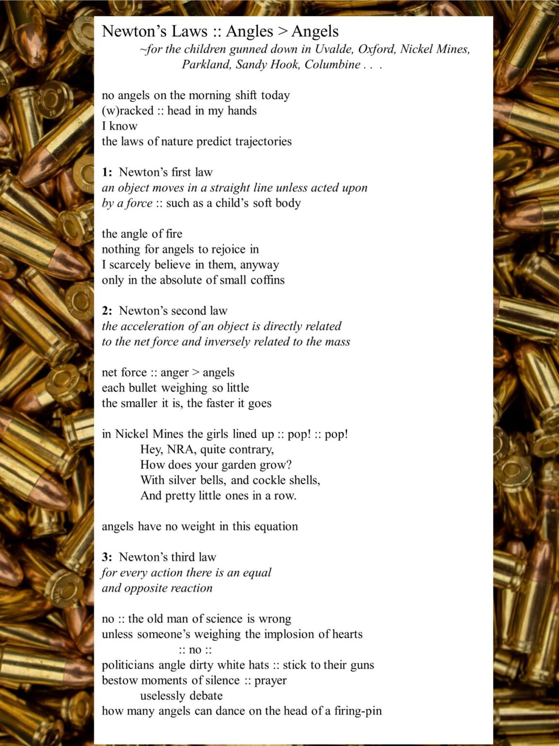 Prize-Winning Poem: Newton’s Laws :: Angles > Angels by Shutta Crum ...